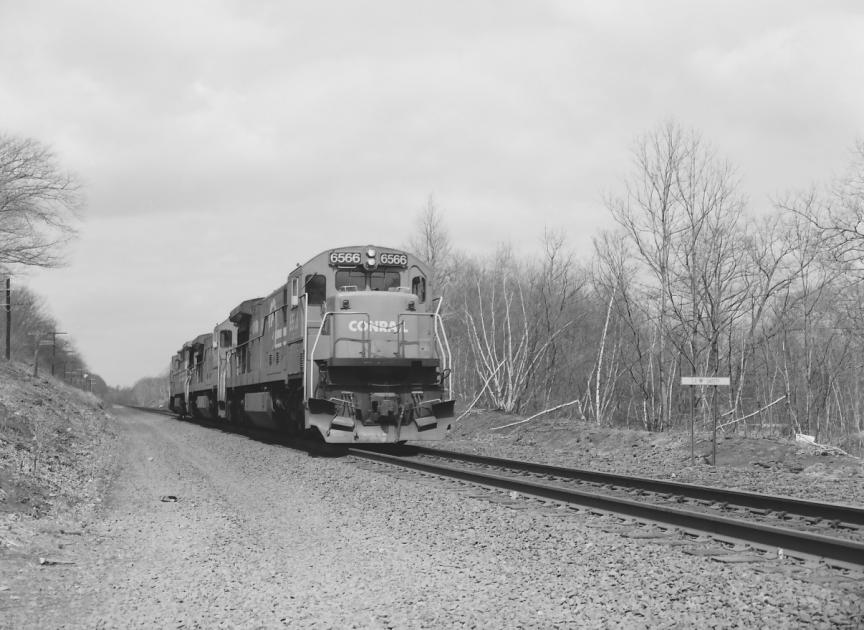 CR 6566 in Auburn, MA. on 4/16/88. (1) | Conrail Photo Archive