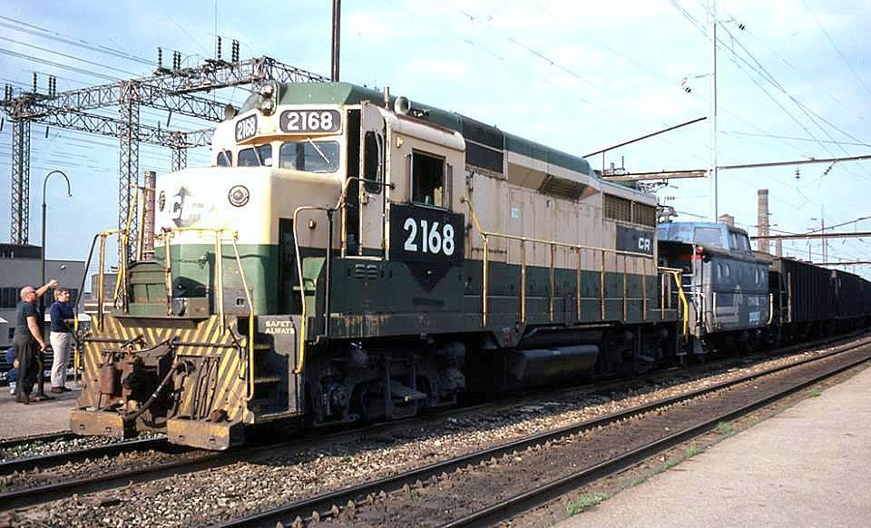 CR 2168 is the helper on a westbound at Frankford Junction, Philadelphia, PA. 5/17/1979 ...