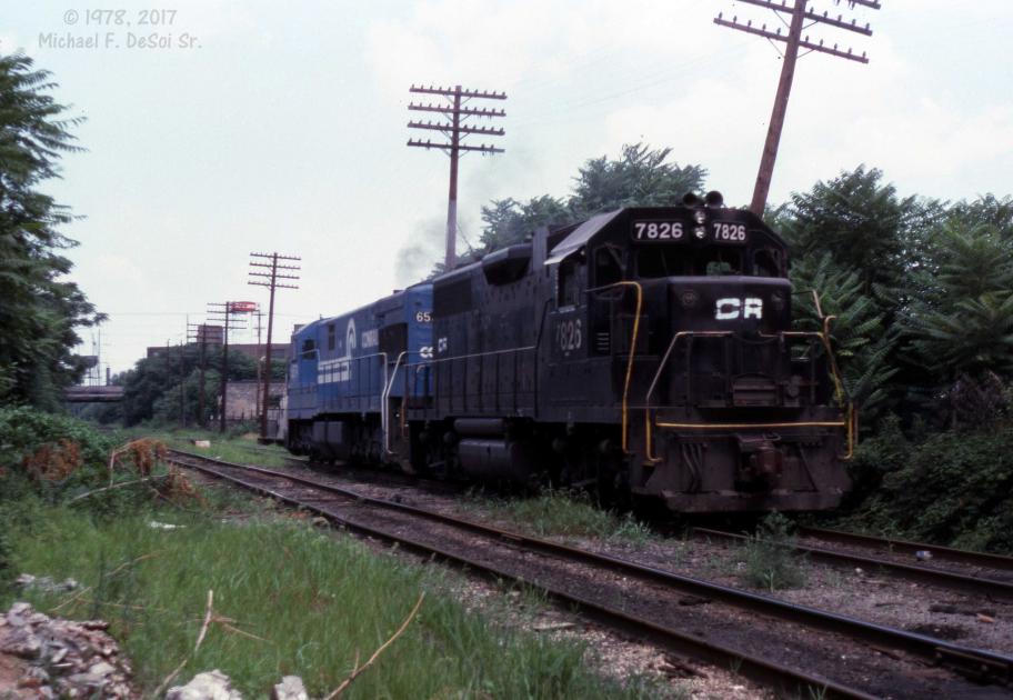 CR 7826 is the trailing unit of an eastbound light engine move at 9th & Ontario Sts. in ...