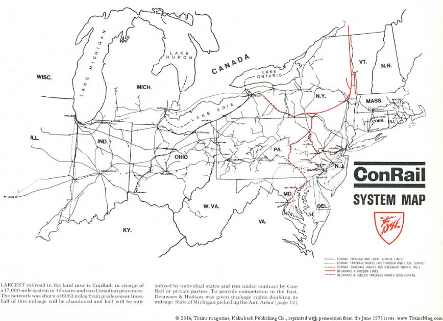 CR System Map June 1, 1976 | Conrail Photo Archive