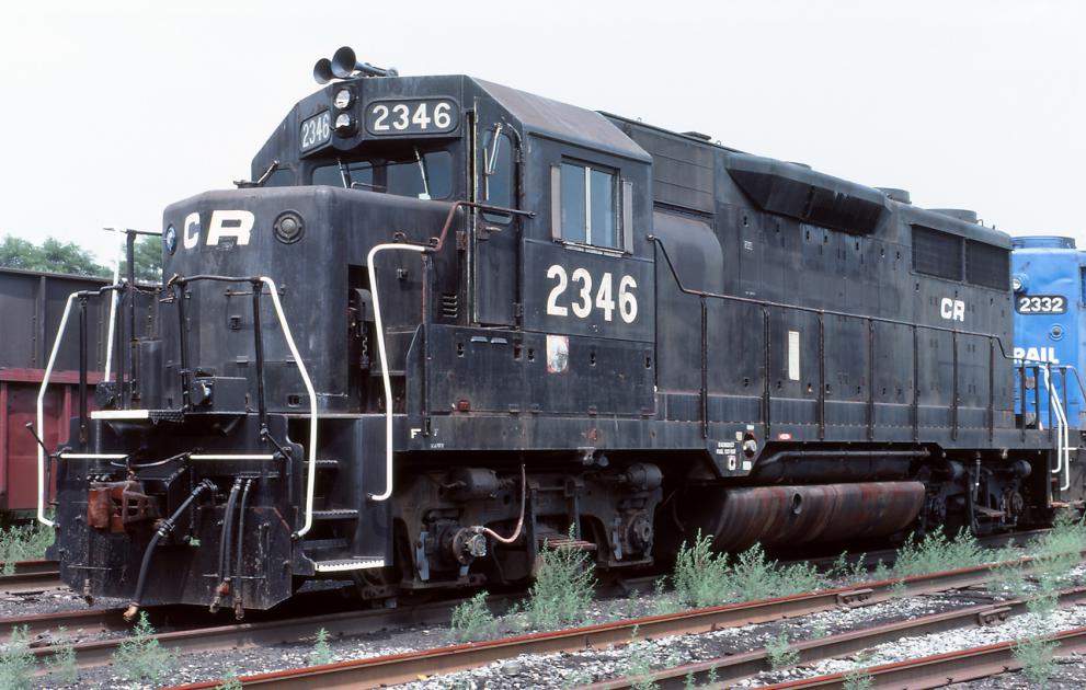 CR 2346 (GP35) in storage at Rutherford, PA on 8/4/84 | Conrail Photo Archive