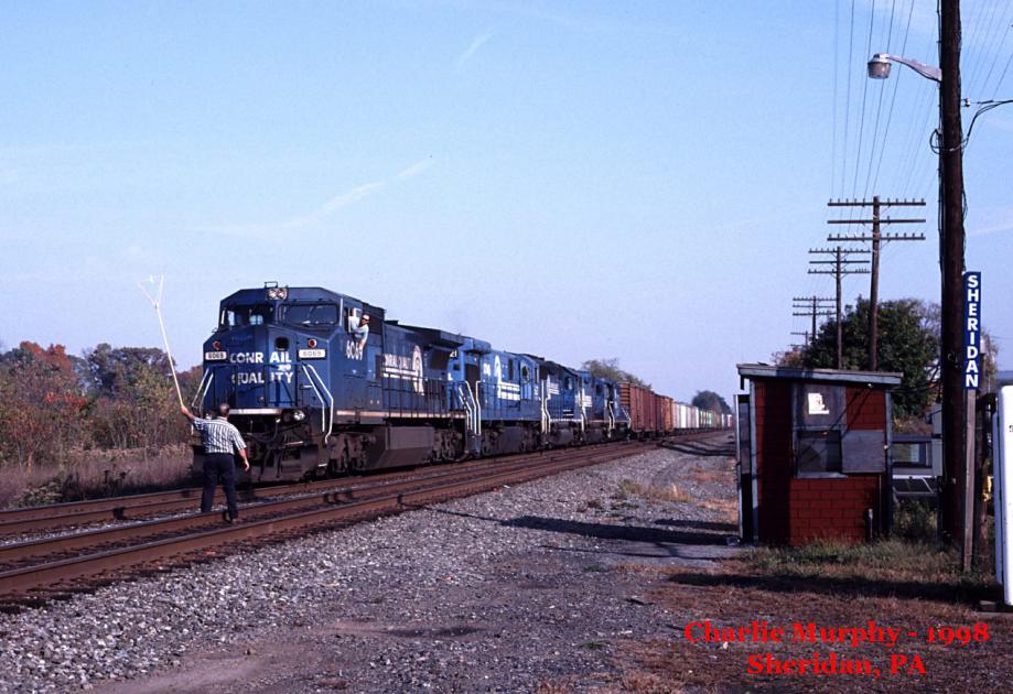 CR 6069 picks up a Form D at the Sheridan Block Station in October of ...